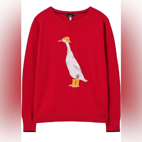 Joules | Sweaters | Joules Miranda Red Duck In Yellow Wellies Crew Neck ...